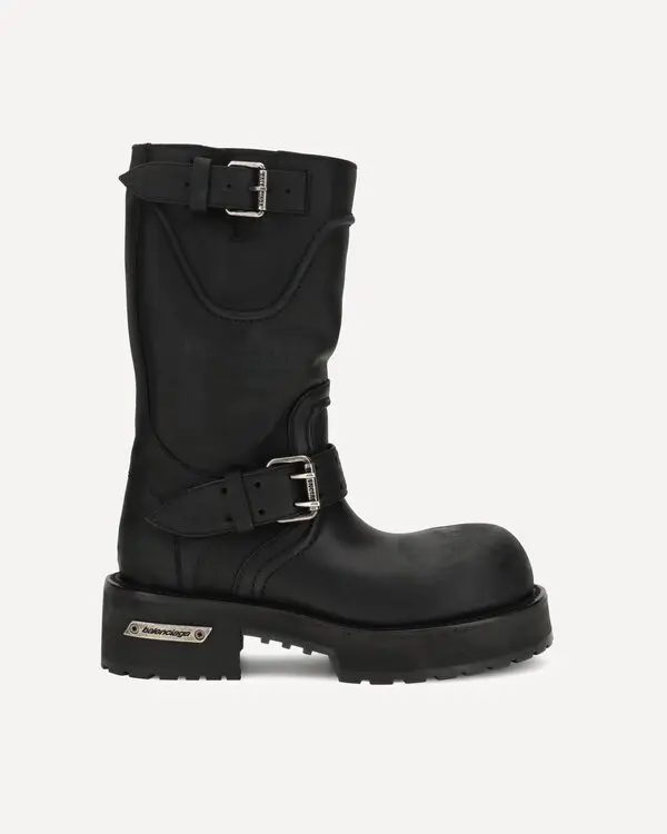 Balenciaga Venom Boots With Belt Detailing And Embossed Logo