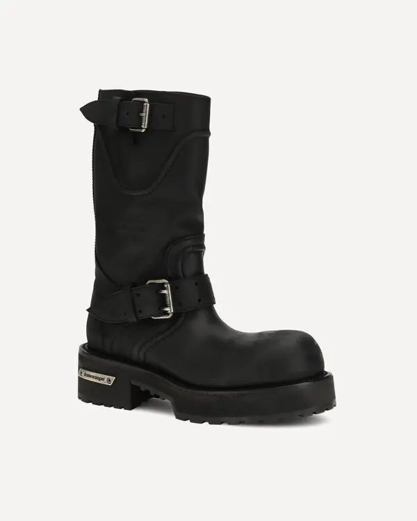 Balenciaga Venom Boots With Belt Detailing And Embossed Logo