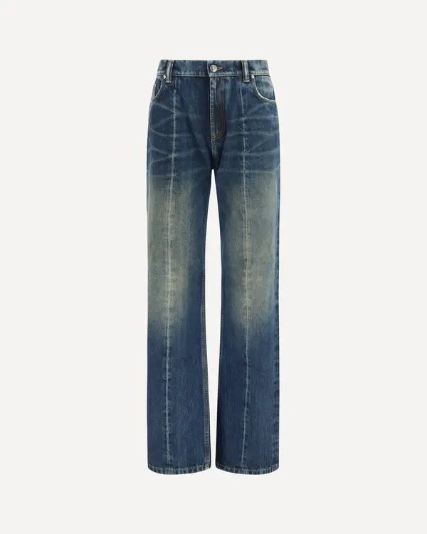 Versace Distressed Straight-leg Denim Jeans