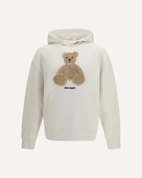 Palm Angels Textured Bear Graphic Hoodie - Cream