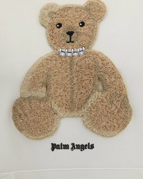 Palm Angels Textured Bear Graphic Hoodie - Cream