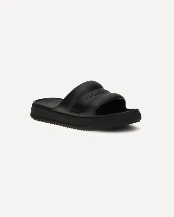 Moncler Altive Logo Strap Slides - Black