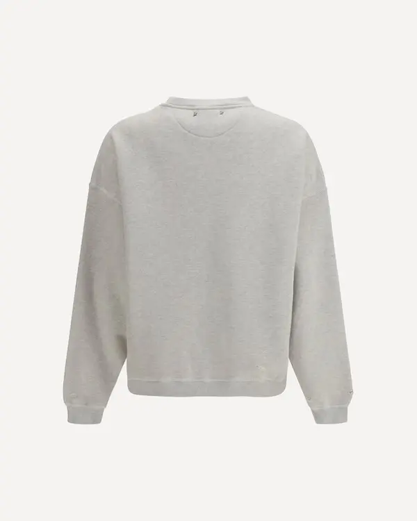 GOLDEN GOOSE Cotton Crewneck Sweatshirt With Contrasting Logo - Grey