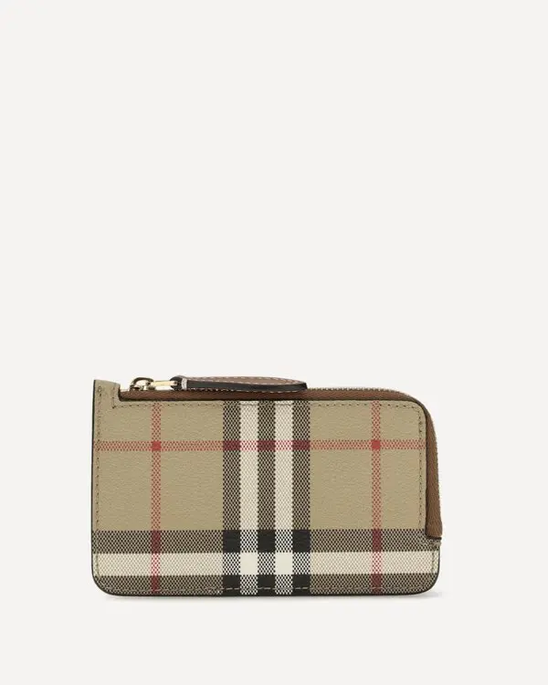 Burberry Check Card Holder With Zipper