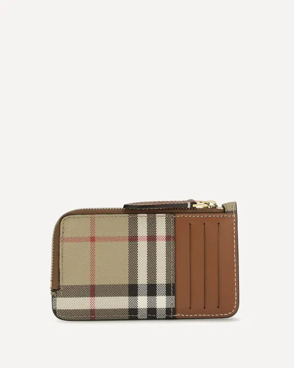 Burberry Check Card Holder With Zipper