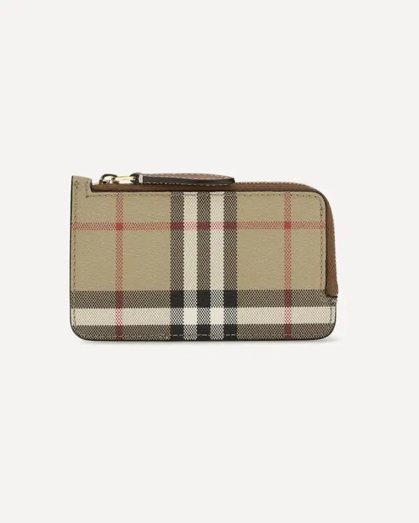 Burberry Check Card Holder With Zipper