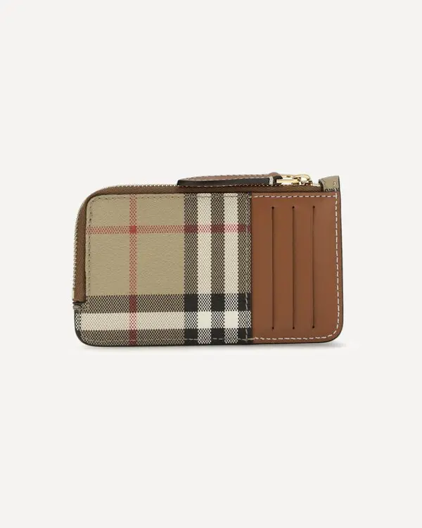 Burberry Check Card Holder With Zipper