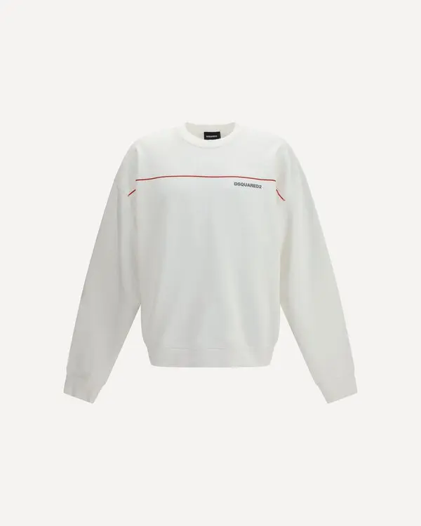 Dsquared2 Cotton Crew Neck Sweatshirt With Logo Print - White