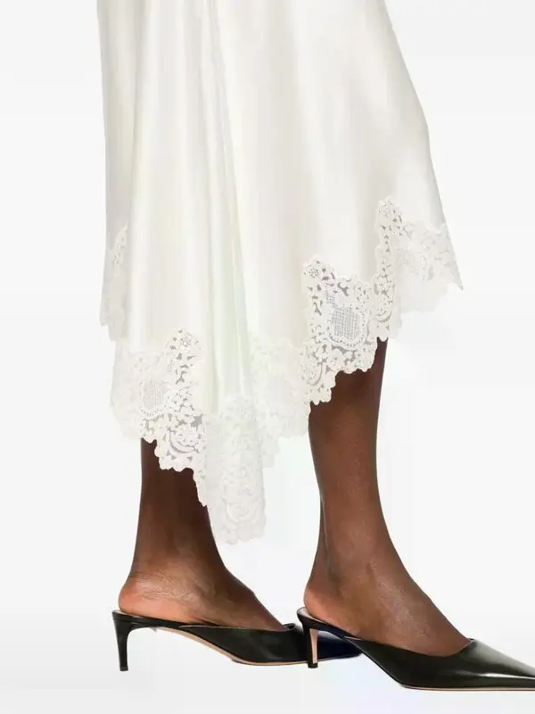 Sandro Lace Trim Asymmetric Midi Dress - Neutrals