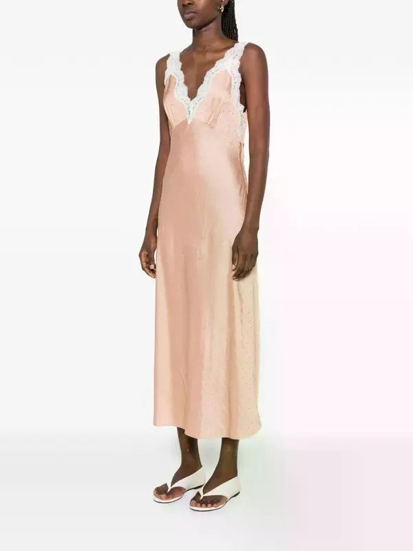 Sandro Lace-trim Rhinestone-embellished Midi Dress