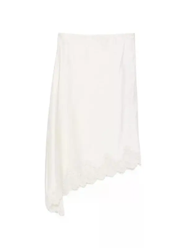 Sandro Lace-trim Asymmetric Midi Skirt - Neutrals
