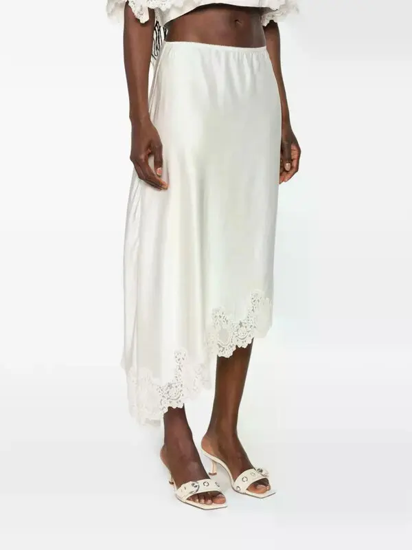 Sandro Lace-trim Asymmetric Midi Skirt - Neutrals