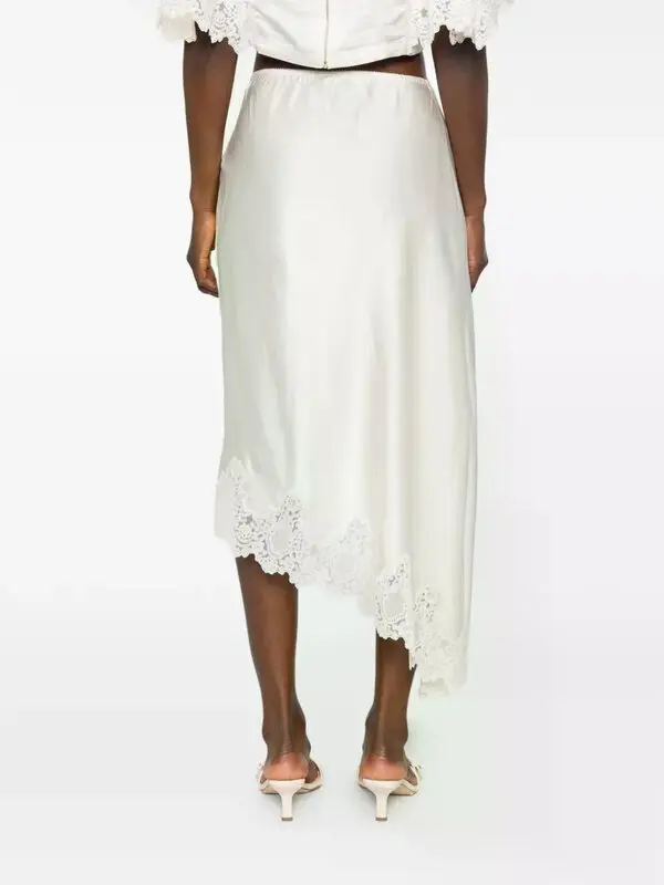 Sandro Lace-trim Asymmetric Midi Skirt - Neutrals