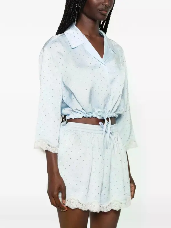 Sandro Cropped Rhinestone Embellished Shirt