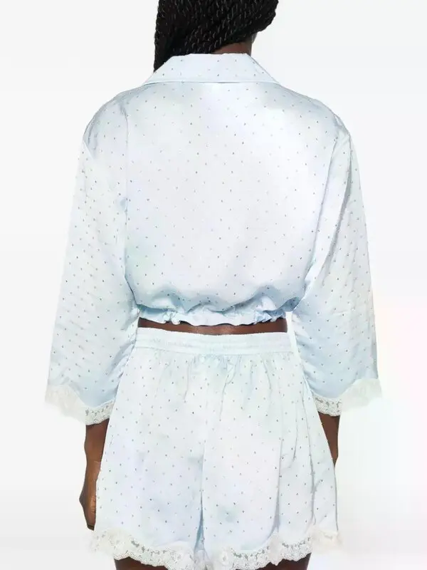 Sandro Cropped Rhinestone Embellished Shirt