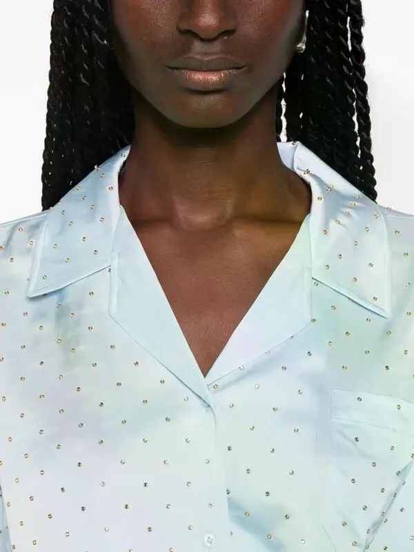 Sandro Cropped Rhinestone Embellished Shirt