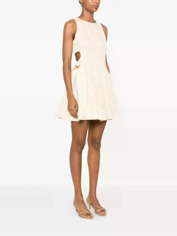Sandro Floral-jacquard Cut-out Mini Dress - Neutrals