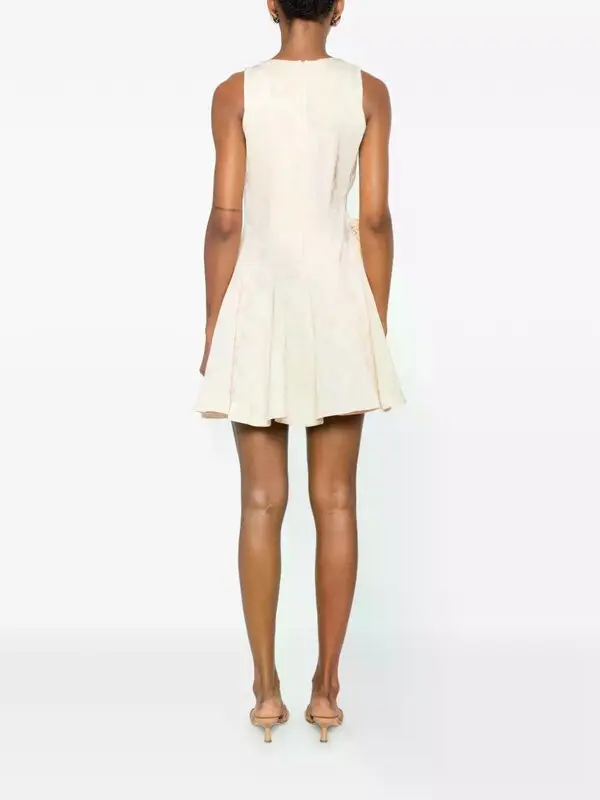 Sandro Floral-jacquard Cut-out Mini Dress - Neutrals