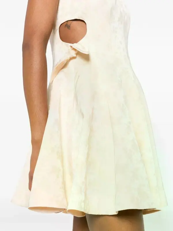 Sandro Floral-jacquard Cut-out Mini Dress - Neutrals