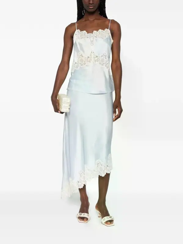 Sandro Lace-trim Asymmetric Midi Skirt - Blue