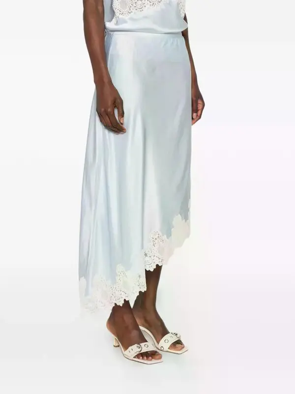 Sandro Lace-trim Asymmetric Midi Skirt - Blue