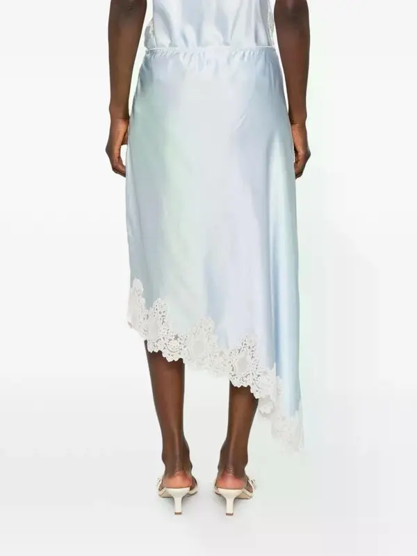 Sandro Lace-trim Asymmetric Midi Skirt - Blue