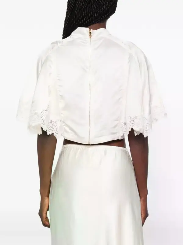 Sandro Lace Trim Cropped Top - Neutrals