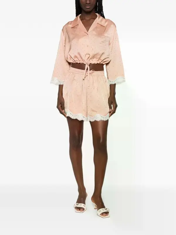 Sandro Embellished Shorts With Lace Trim - Neutrals