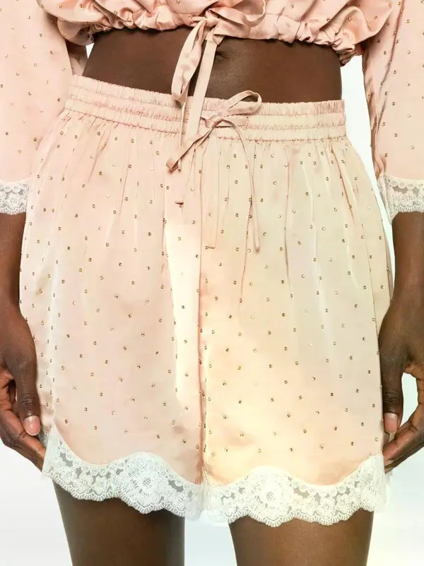 Sandro Embellished Shorts With Lace Trim - Neutrals