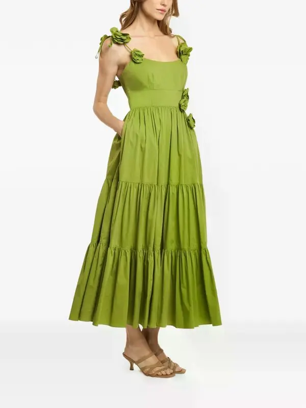 Cinq À Sept Floral Appliqué Tiered Dress - Green