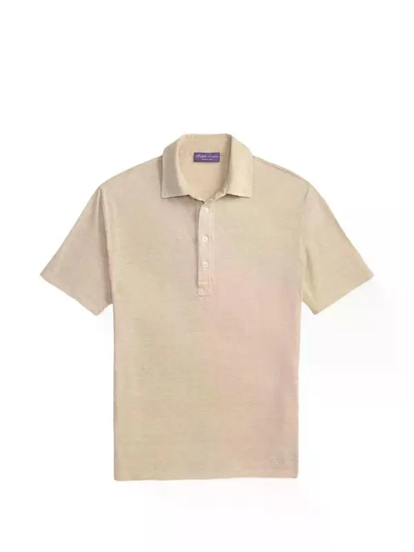 Ralph Lauren Purple Label Embroidered Linen Polo Shirt - Neutrals