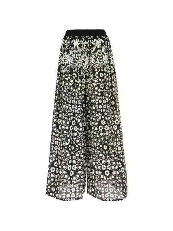 Max Mara Floral Print Palazzo Pants - Black