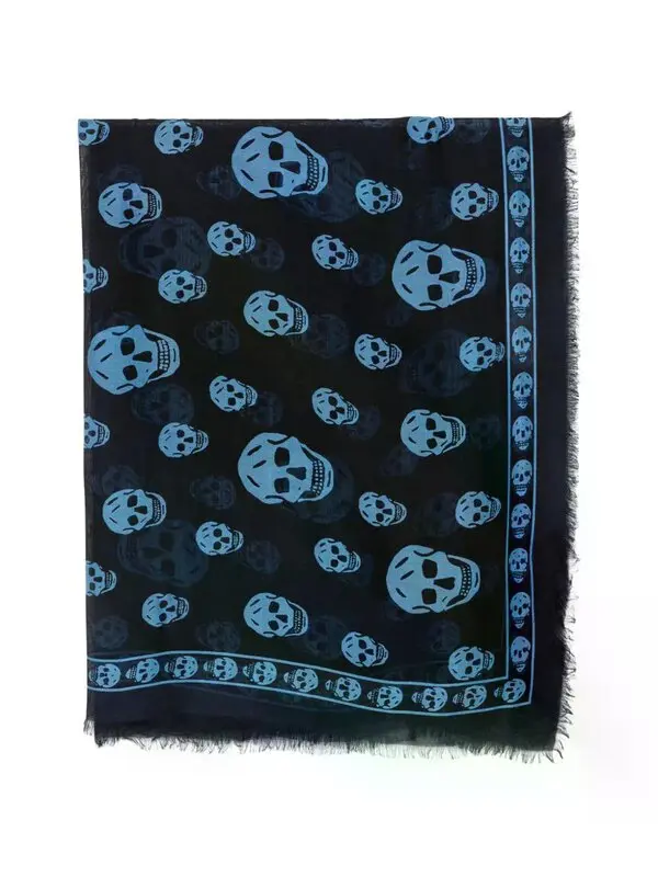 Alexander McQueen Skull-print Frayed Scarf