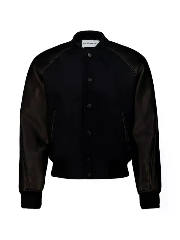 Givenchy Leather-sleeved Wool Bomber Jacket