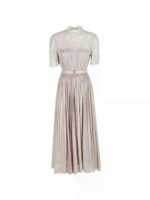 NISSA Lace-panelled Sequin-embellished Midi Dress - Neutrals