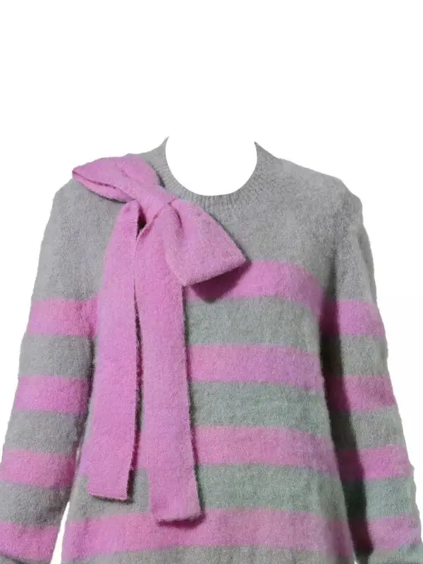ANDREJ GRONAU Striped Bow Detail Sweater - Grey