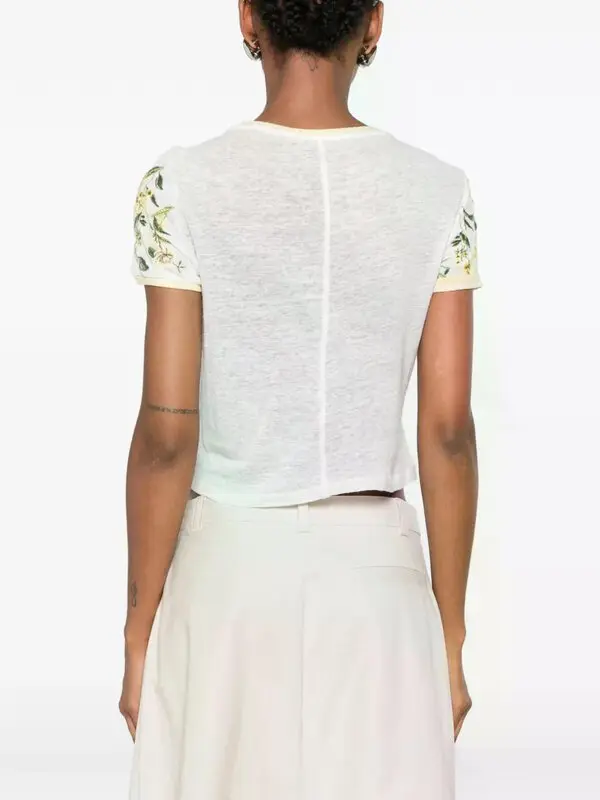 Alice + Olivia Floral Embroidered T-shirt - Neutrals