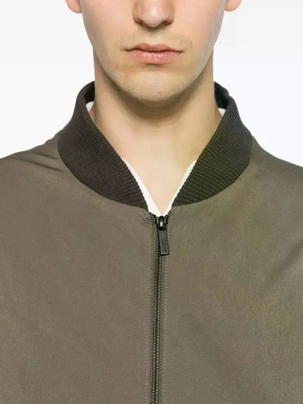 Karl Lagerfeld Ribbed-trim Zip-up Bomber Jacket