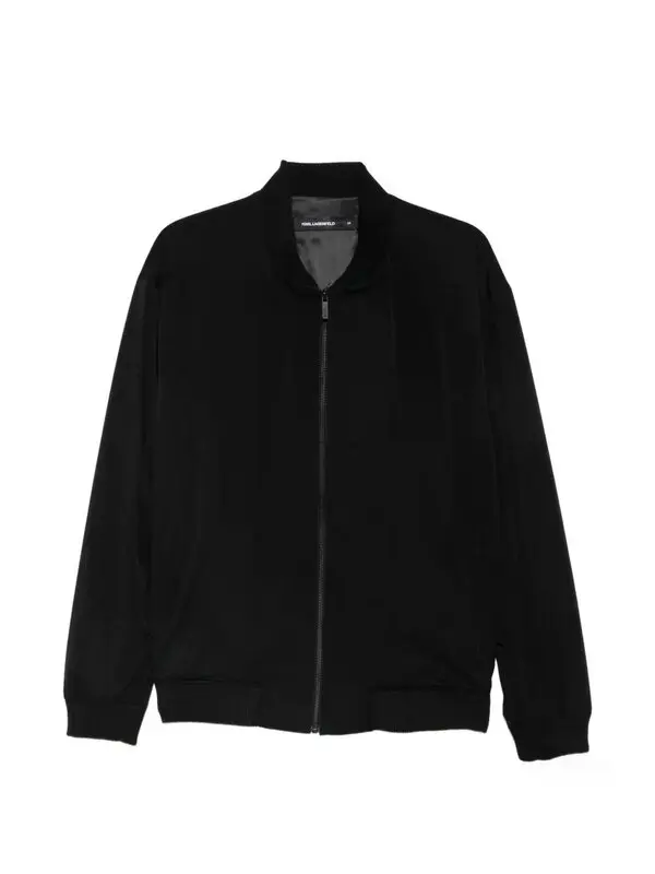 Karl Lagerfeld Ribbed-trim Zip-up Jacket - Black