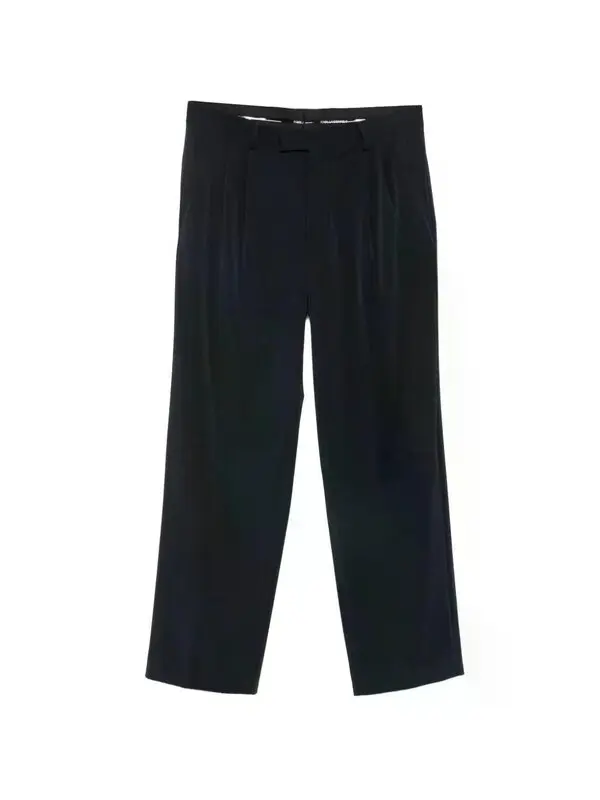 Karl Lagerfeld Smooth Pleated Wide-leg Trousers - Blue