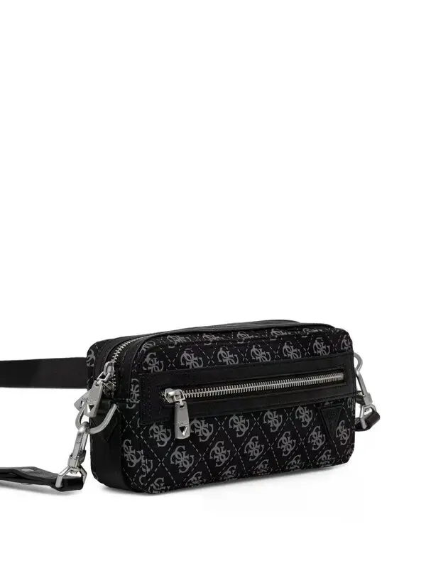 Guess Monogram Print Logo Plaque Messenger Bag