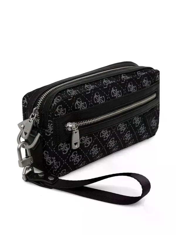Guess Monogram Print Logo Plaque Messenger Bag