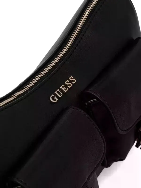 Guess Kassie Logo Plaque Shoulder Bag - Black