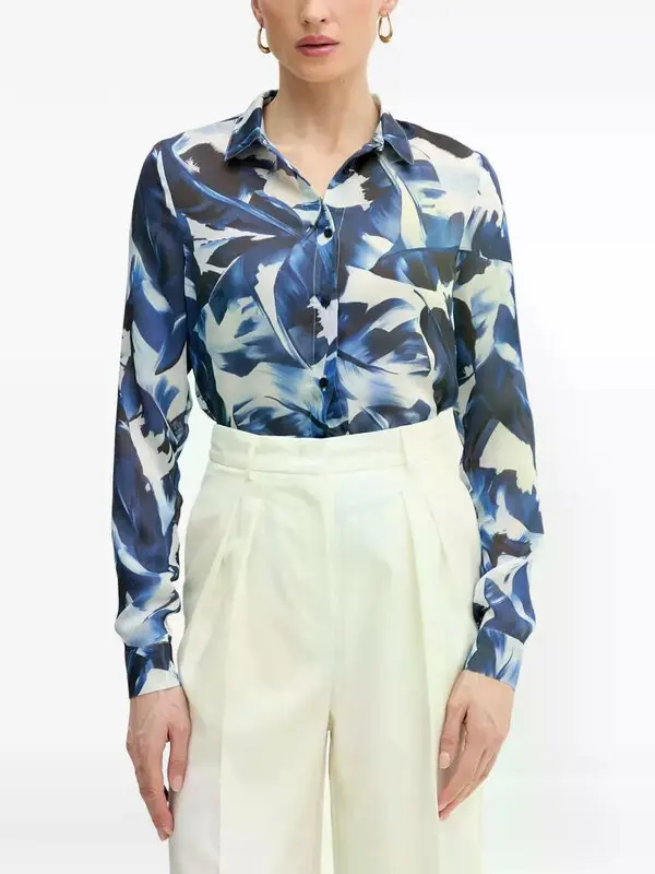 Guess Leaf Print Button-down Shirt - Blue