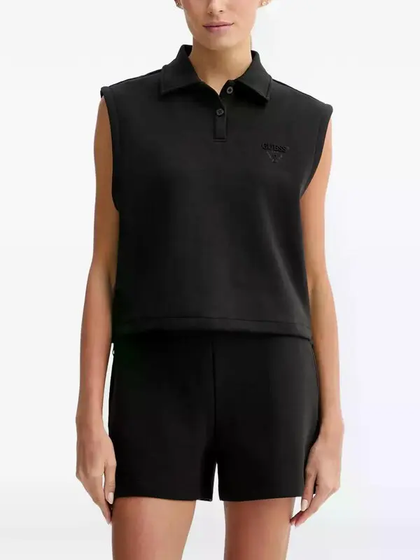 Guess Sleeveless Drawstring Hem Polo - Black