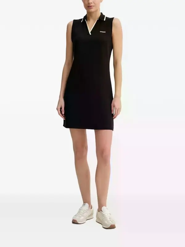Guess Logo Plaque Sleeveless Mini Dress - Black