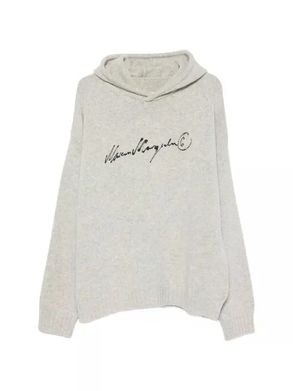 MAISON MARGIELA Long Sleeve Knitted Hoodie - Grey