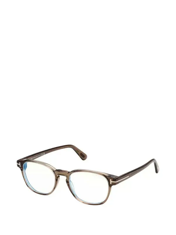TOM FORD T-logo Round-frame Glasses - Brown