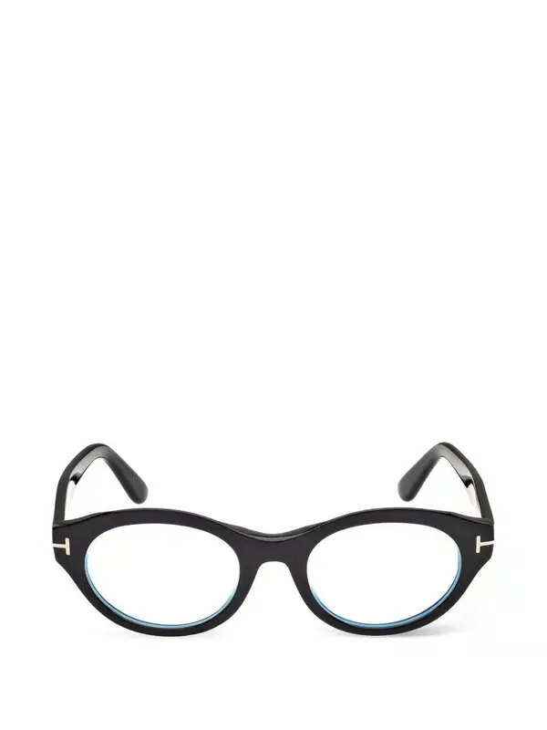 TOM FORD T-logo Round-frame Glasses - Black
