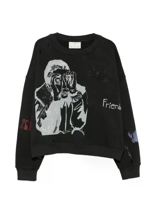SONG FOR THE MUTE Graphic Print Sweatshirt - Black
